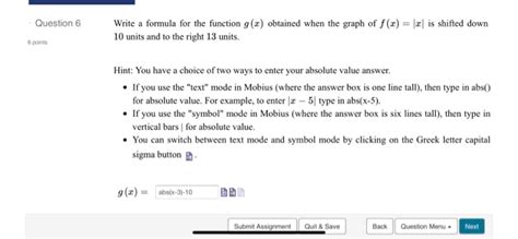 Solved Question 6 Write A Formula For The Function Gx