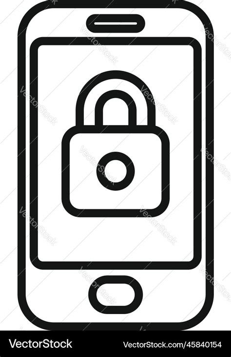 Phone Lock Icon Outline Hacker Error Royalty Free Vector