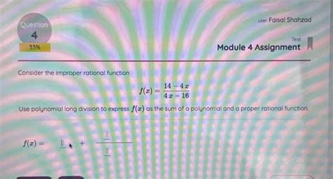 Solved Consider The Improper Rational Function [
