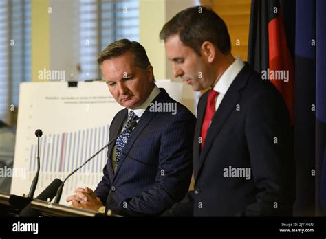 Shadow Treasurer Chris Bowen Left And Shadow Minister For Finance Jim