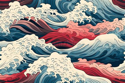 Soothing Waves Dance An Ocean S Embrace Seamless Generative Ai Stock Illustration