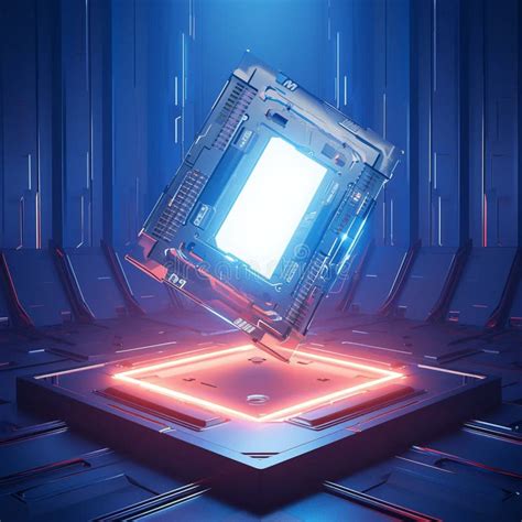 intricate circuit chip illuminated by mesmerizing neon lights 3d