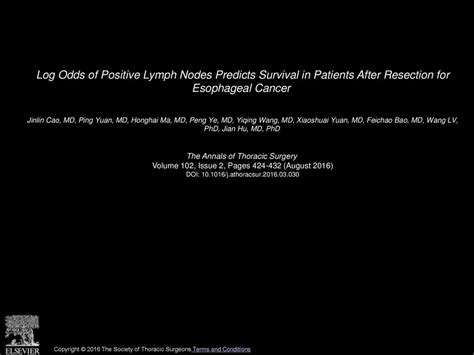 Log Odds Of Positive Lymph Nodes Predicts Survival In Patients After Resection For Esophageal