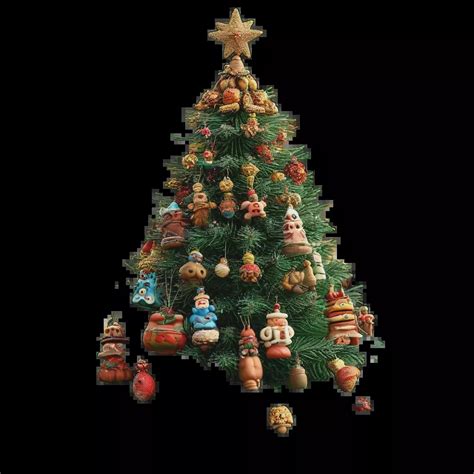 «Зеленая новогодняя еловая ветка с игрушками — картинка создана в Шедевруме