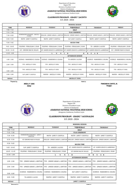 Class Program 2023 2024 Pdf Philippines Class Program 2023 2024 Pdf Philippines