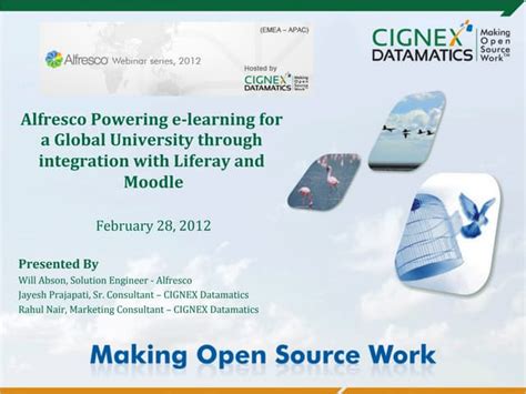 partner solutions cignex datamatics alfresco integration with liferay portal and moodle