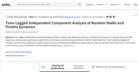 Time Lagged Independent Component Analysis Of Random Walks And Protein Dynamics Scite Report