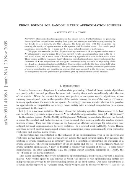 Pdf Error Bounds For Random Matrix Approximation Schemes