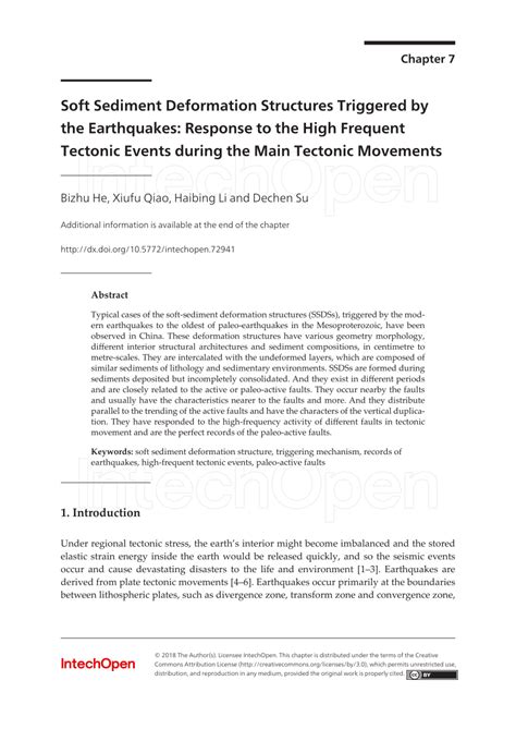 Pdf Soft Sediment Deformation Structures Triggered By The Earthquakes