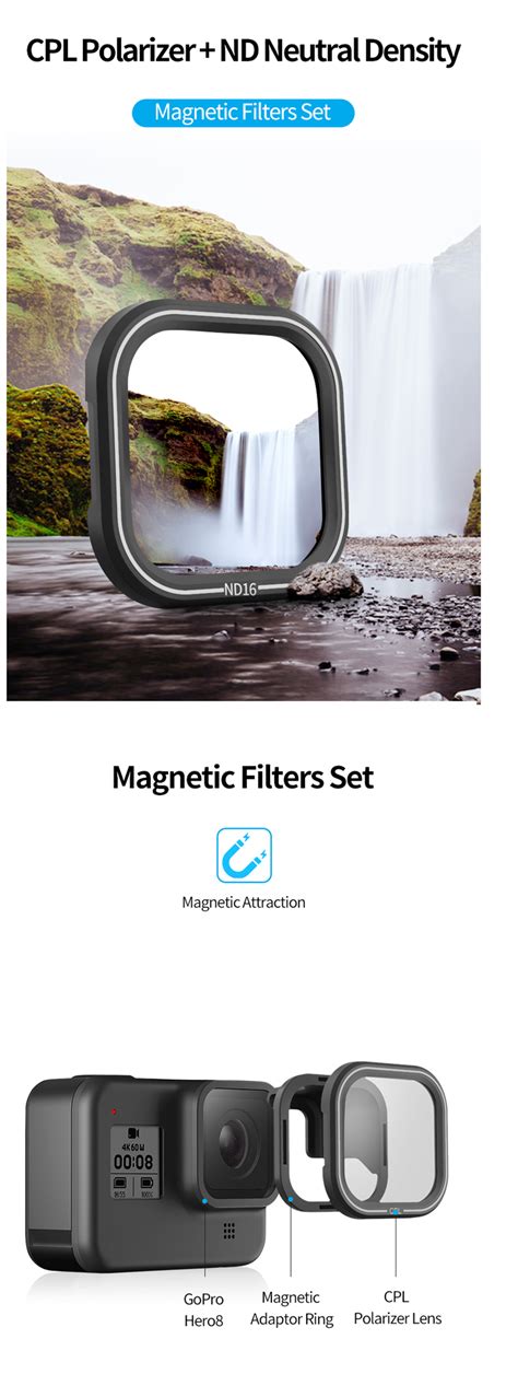 Telesin Cpl Magnetic Filter Set Lens Protector For Gopro Hero 8 Action Camera Lens Accessoreis