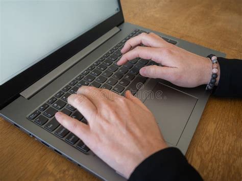 hands of a woman using a laptop keyboard stock image image of