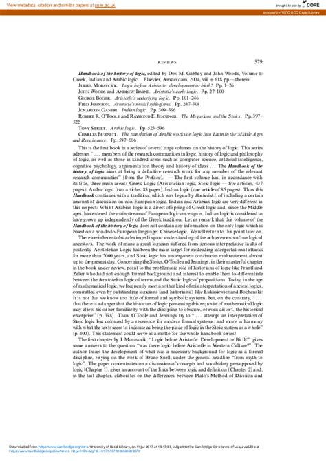 Pdf Handbook Of The History Of Logic