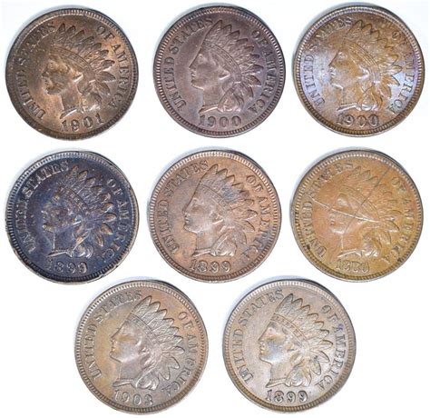 8 Mixed Date Indian Head Cents