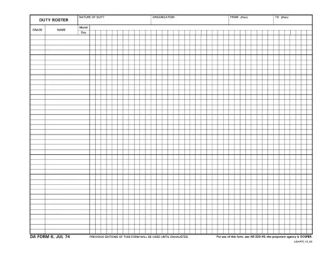 Download Da Form 6 Duty Roster Form Pdf Xfdl