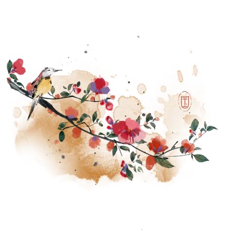 中国风水墨花鸟免抠元素免费下载png格式2000×2000像素编号632216776809257425 设图网