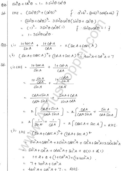 Ml Aggarwal Icse Solutions For Class 10 Maths Chapter 19 Trigonometric Identities Artofit