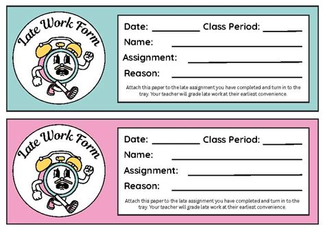 Late Work Formabsent Assignment Request By Coach Perrys Creations