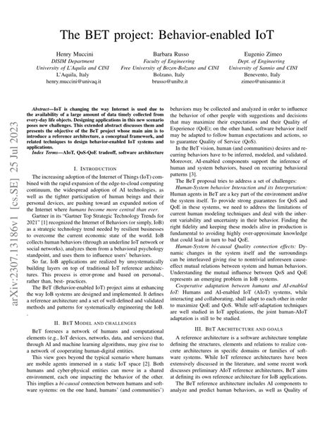 Pdf The Bet Project Behavior Enabled Iot