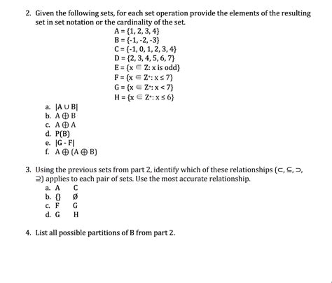 Solved Given The Following Sets For Each Set Operation Chegg Com