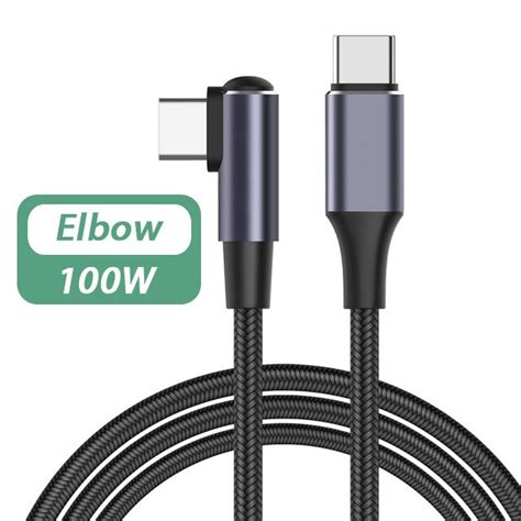 Angled Usb Type C Usb Type C Cable Black 0 5m 100w Sds