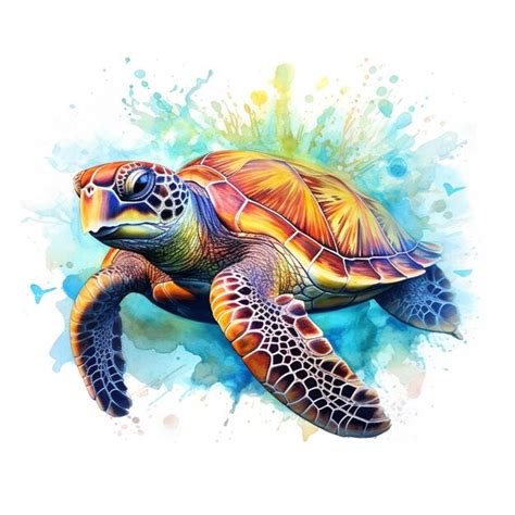 Premium Photo Painting Of A Turtle With A Colorful Splash Of Paint
