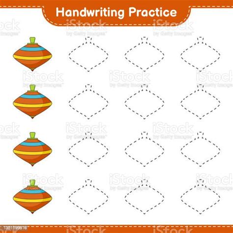 필기 연습 소용돌이 장난감의 라인을 추적 교육 어린이 게임 인쇄 워크 시트 벡터 일러스트레이션 0명에 대한 스톡 벡터 아트 및