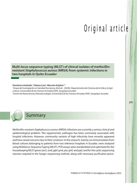 Pdf Multi Locus Sequence Typing Mlst Of Clinical Isolates Of Methicillin Resistant