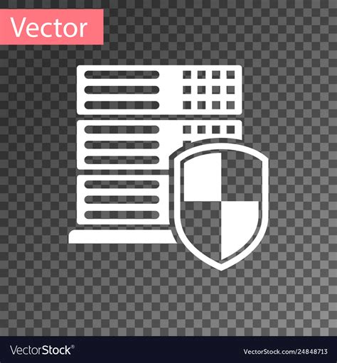 White Server With Shield Icon Isolated Royalty Free Vector