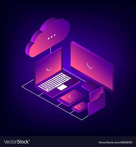 Cloud Storage 3d Isometric Technology Concept Vector Image