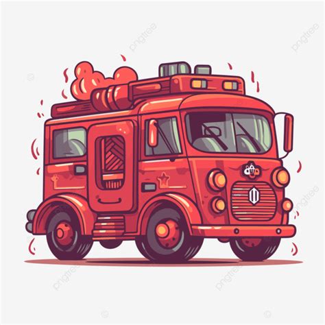 간단한 소방차 벡터 스티커 클립 아트 연기가 나오는 만화 소방차 상표 클립 아트 Png 일러스트 및 벡터 에 대한 무료 다운로드 Pngtree