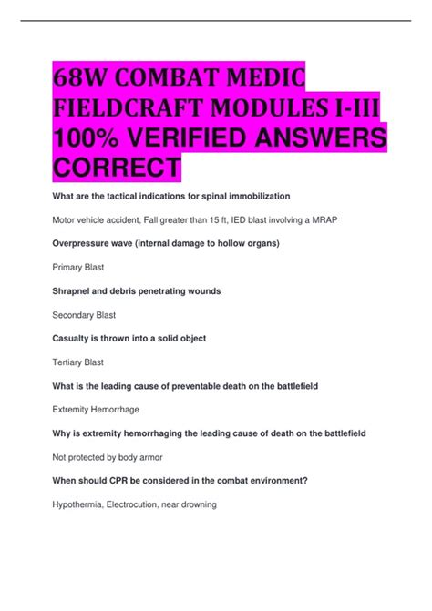 Best Review 68w Combat Medic Fieldcraft Modules I Iii 100 Verified