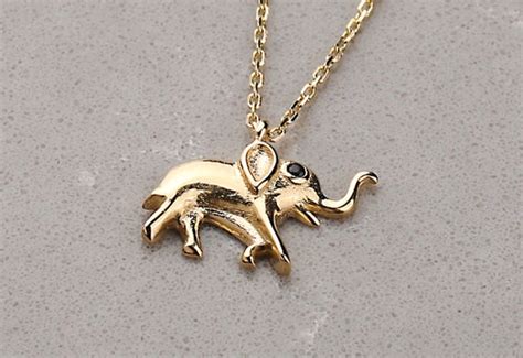 Solid Gold Elephant Necklace 14k Yellow Gold Elephant Etsy