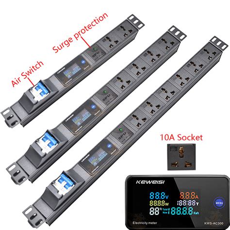 Pdu Power Distribution Unit Socket Digital Display Meter 2 12ways Universal Socket Surge