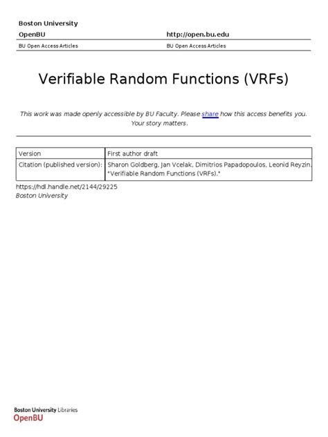 Verifiable Random Functions Vrfs Boston University Openbu Pdf