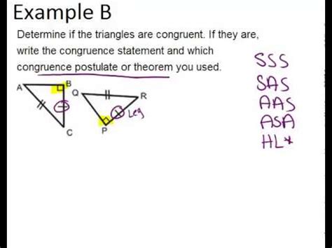 HL Triangle Congruence Examples Video Geometry CK 12 Foundation