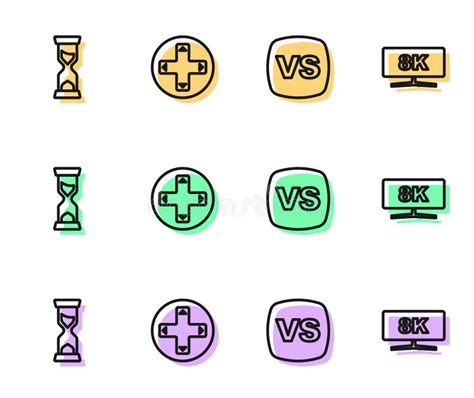 Set Line Vs Versus Battle Old Hourglass Game Controller Or Joystick