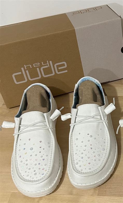 Pearl Hey Dude Wedding Day Shoes Custom Hey Dude Wedding Shoes Bride Shoes Etsy