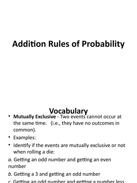 Addition Rules Of Probability Download Free Pdf Probability