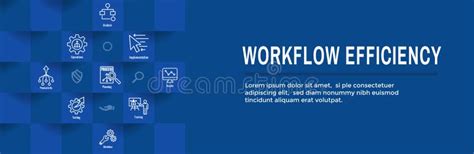 Workflow Efficiency Icon Set And Web Header Banner With Operations Processes Automation Etc
