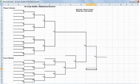 16 Team Bracket Template Excel