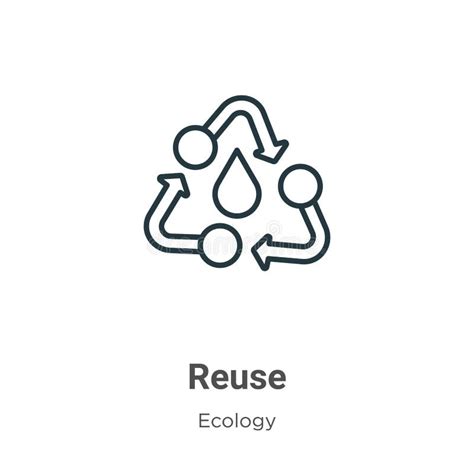 重用轮廓矢量图 细线黑色重用图标平面向量单元素插图可编辑生态概念 向量例证 插画 包括有 圈子 可再循环 175207467
