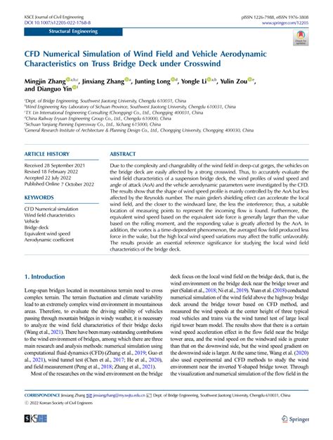 Pdf Cfd Numerical Simulation Of Wind Field And Vehicle Aerodynamic Characteristics On Truss