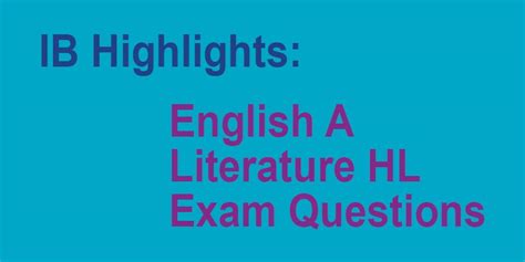 Saint George S Babe IB Highlights English Lit Questions