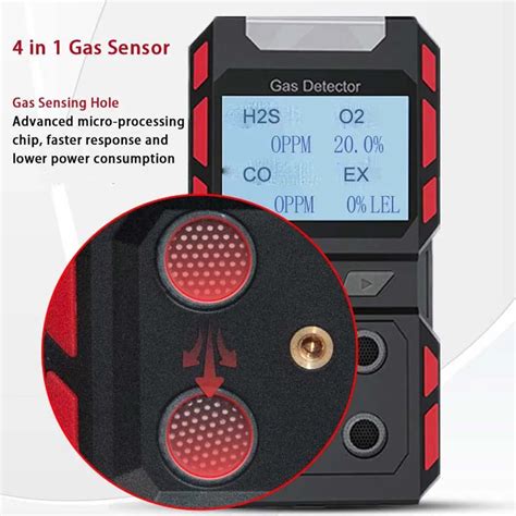 Hordozható Gyúlékony Gázdetektor Co H2S O2 Ch4 Ex 4 Gas Moniter Meter Tester Analyzer