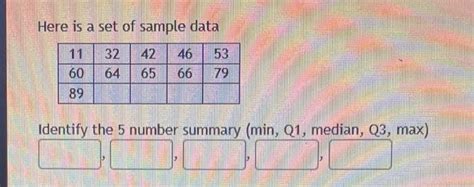 solved here is a set of sample data identify the 5 number