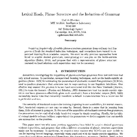 Lexical Heads Phrase Structure And The Induction Of Grammar Acl Anthology