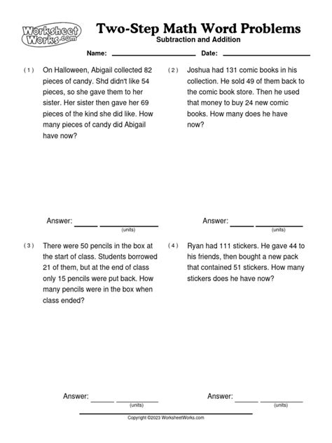 2 Step Word Problems Pdf