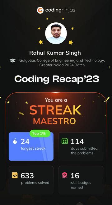 rahul kumar singh on linkedin coding recap 23 coding ninjas