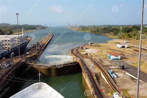 The Second Gateway Of The Panama Canal From The Pacific Ocean Stock