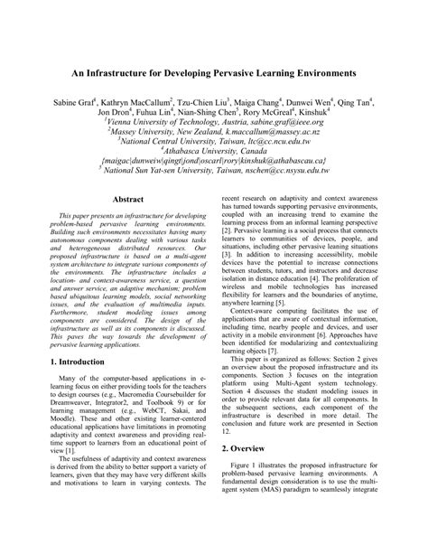 Pdf An Infrastructure For Developing Pervasive Learning Environments